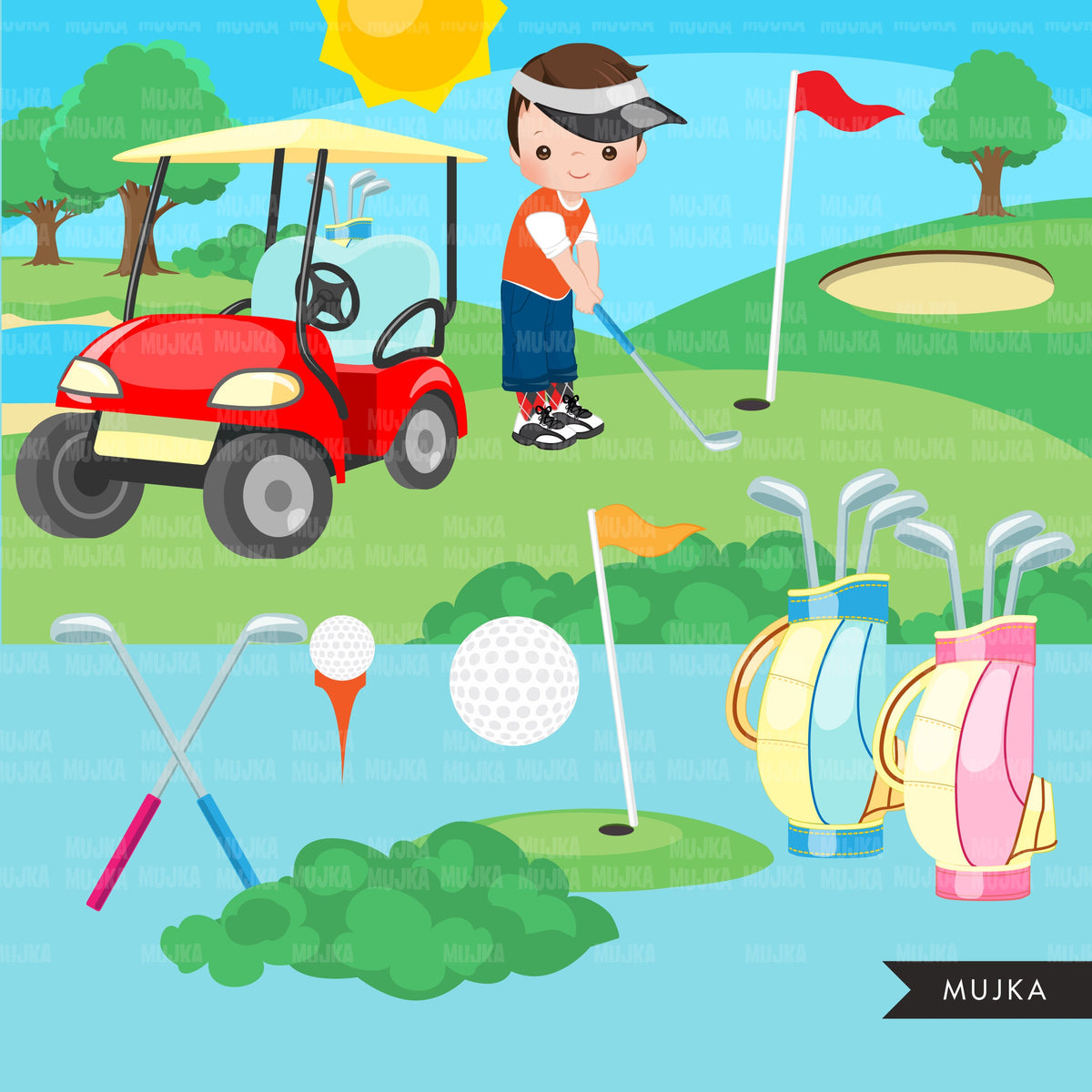 Golf clipart, golf bundle, golfing kids, golf sublimation designs, gol ...