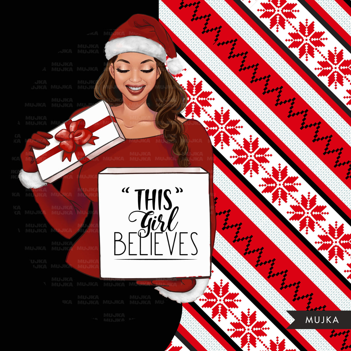 Christmas clipart, Fashion Clipart, Santa girl Clipart, women clipart ...