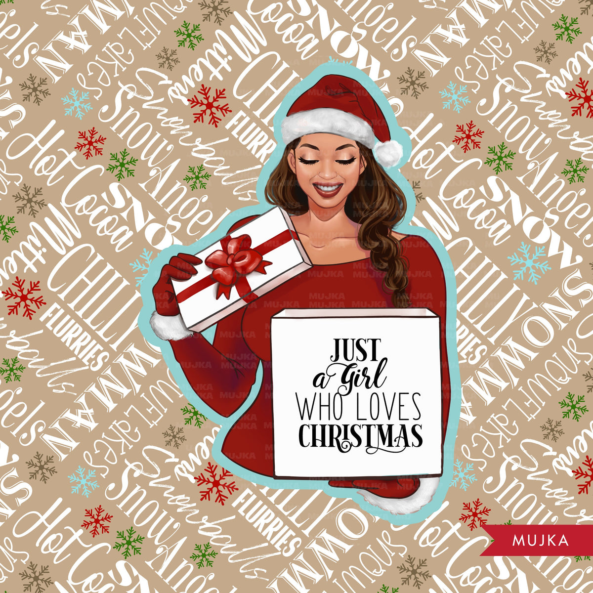 Christmas clipart, Fashion Clipart, Santa girl Clipart, women clipart ...