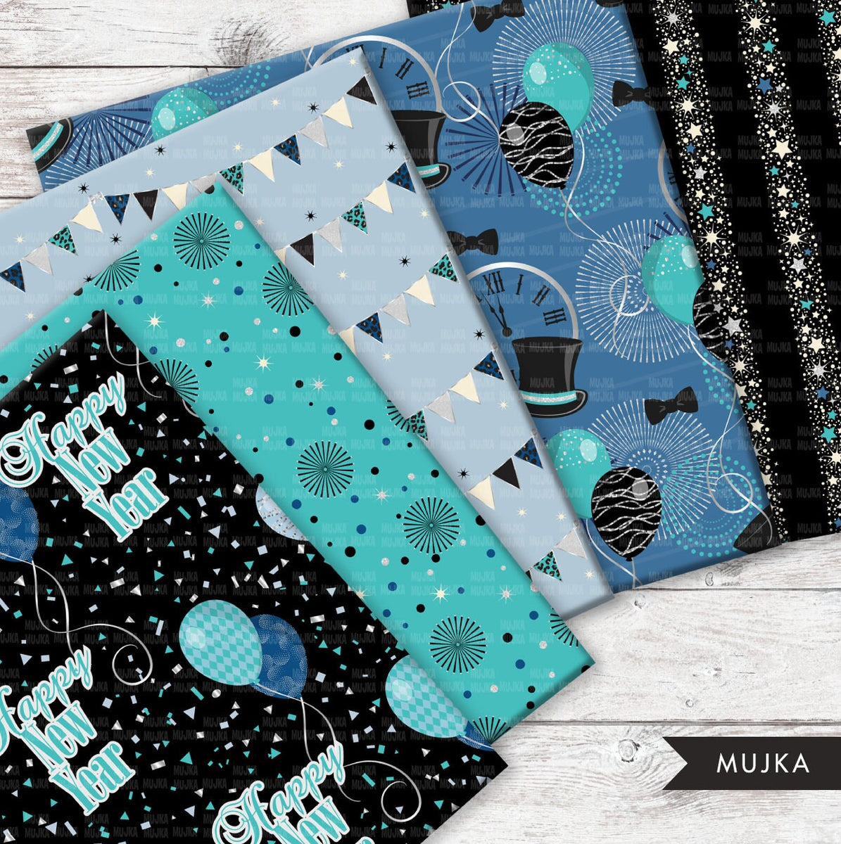 New year digital papers, celebration digital papers, silver glitter pa ...