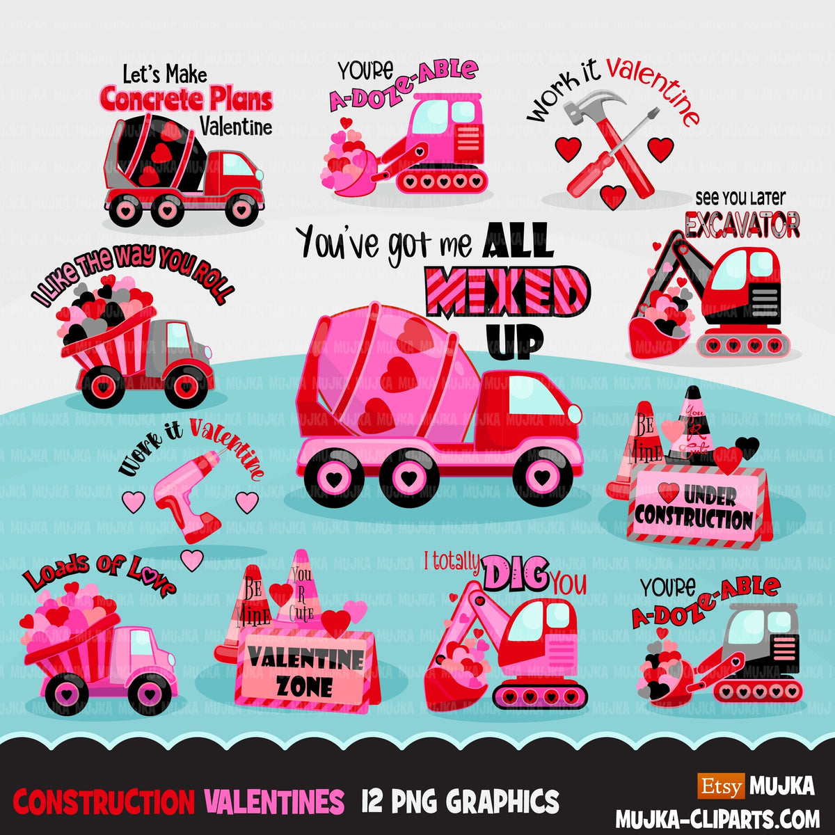 Valentine truck png, construction truck png, valentine clipart, valent ...