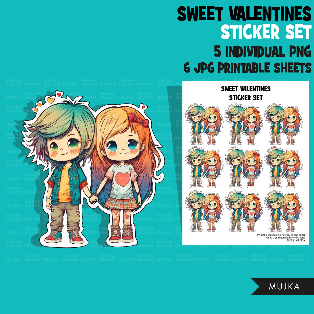 Valentine's Day stickers, Cute kids stickers, couples png, valentine c ...