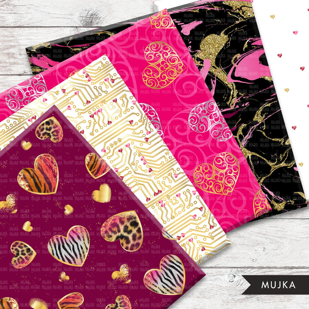 Valentines Day Digital papers, heart digital papers, valentine seamles ...