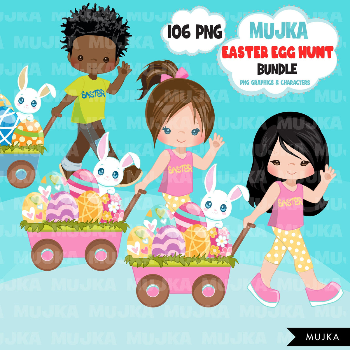 Easter Bundle, Easter png bundle, Egg hunt bundle, easter kids, easter ...