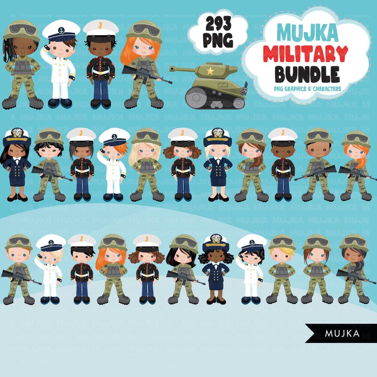 Military PNG Bundle, Soldier clipart, tank soldiers, marines, navy, mi ...