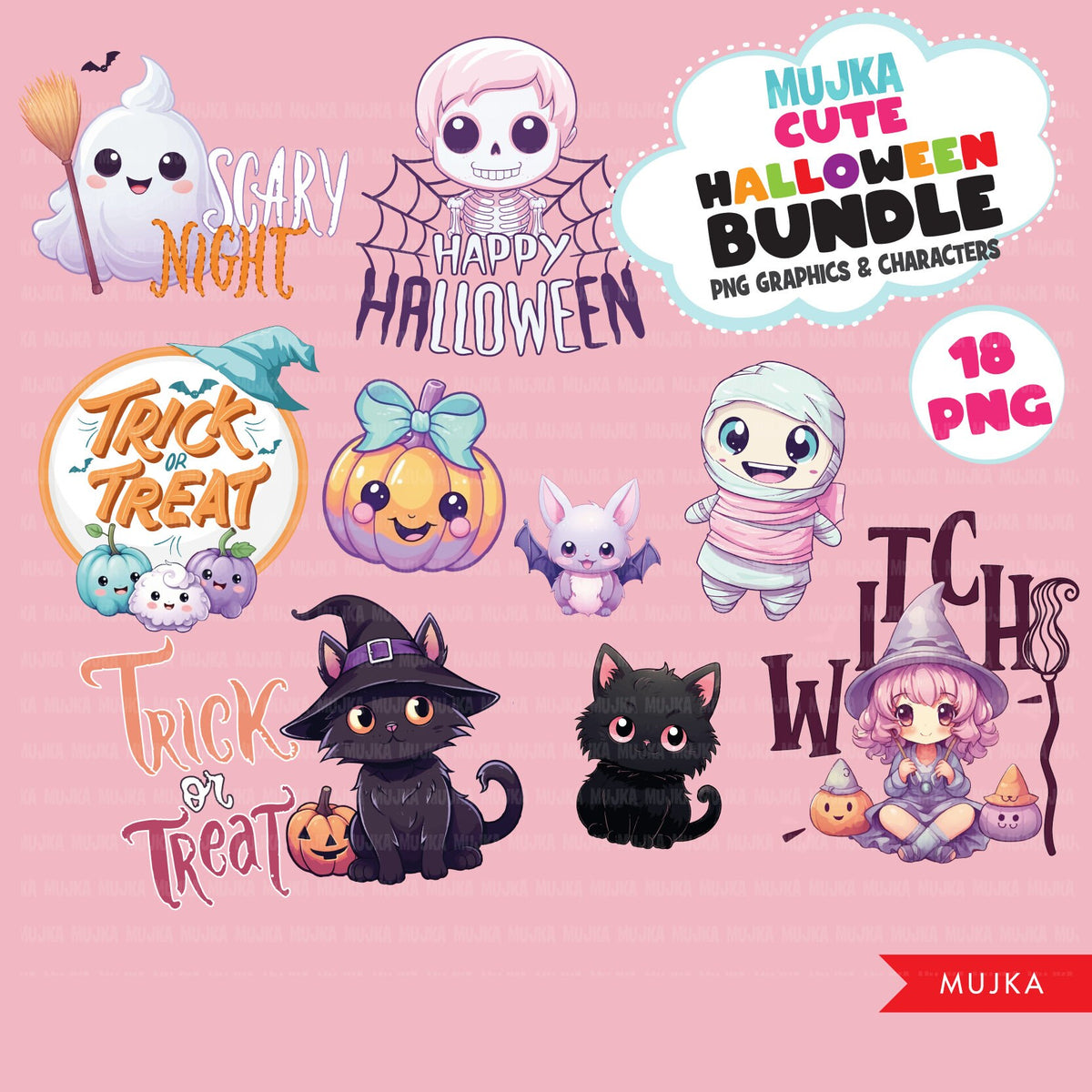 Cute Halloween PNG Bundle, Baby Halloween graphics, cute sublimation d ...