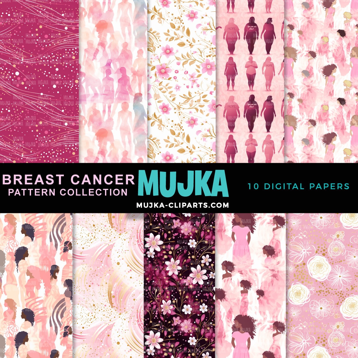 Breast Cancer digital papers, breast cancer awareness patterns, sublim ...