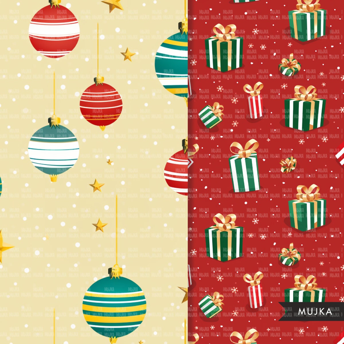 Christmas digital papers, red teal Christmas papers, Christmas backgro ...