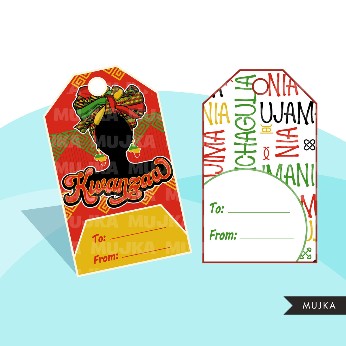 Kwanzaa tags, printable Kwanzaa holiday labels, digital PNG gift tags ...