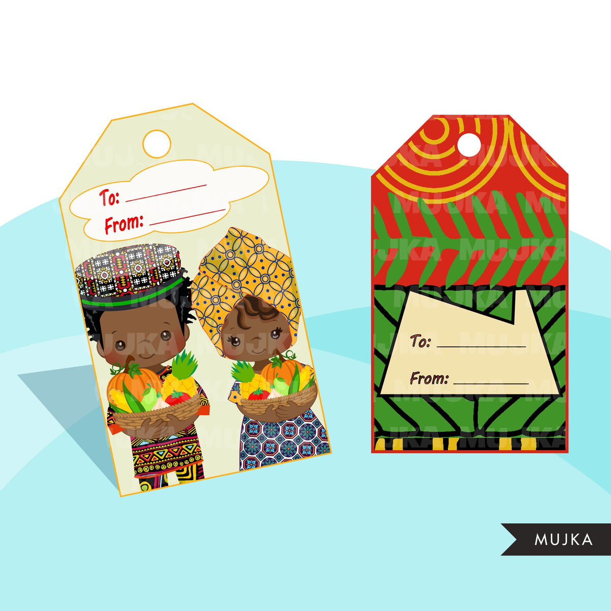 Kwanzaa tags, printable Kwanzaa holiday labels, digital PNG gift tags ...