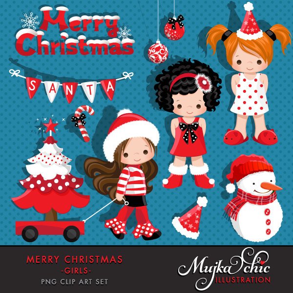Merry Christmas Girl Clipart – MUJKA CLIPARTS