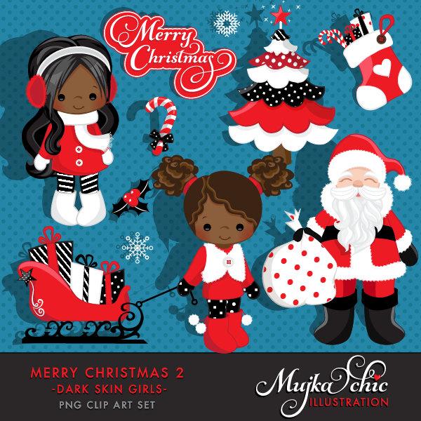 Merry Christmas Clipart African American Girl 2 Clipart – MUJKA CLIPARTS