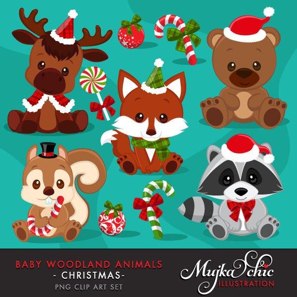 Christmas Baby Woodland Animal clipart – MUJKA CLIPARTS