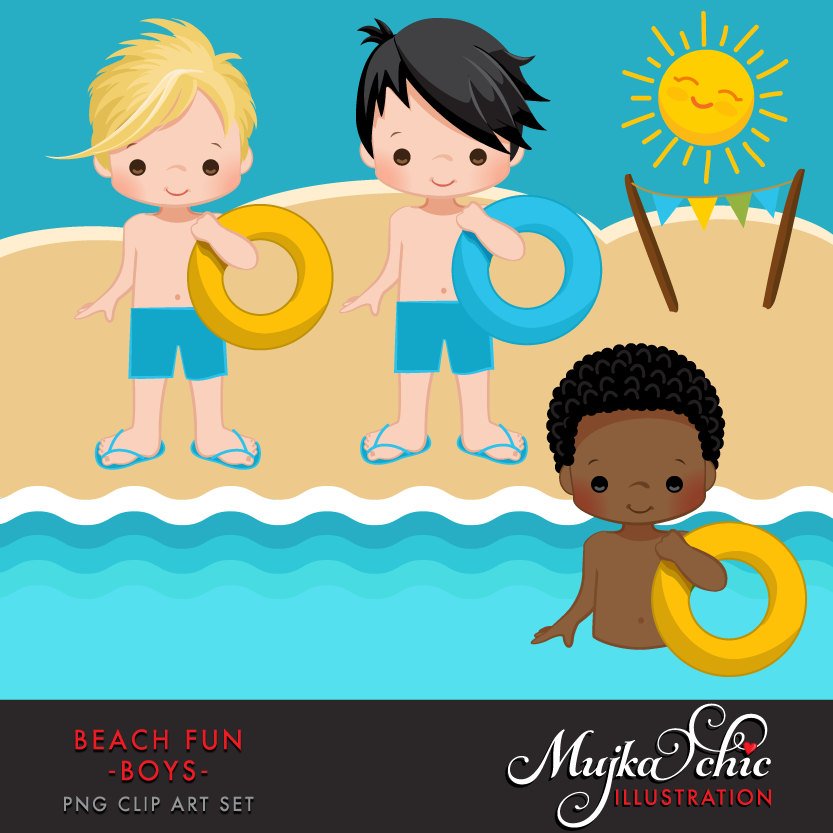 Beach Fun Clipart for Boys, summer – MUJKA CLIPARTS
