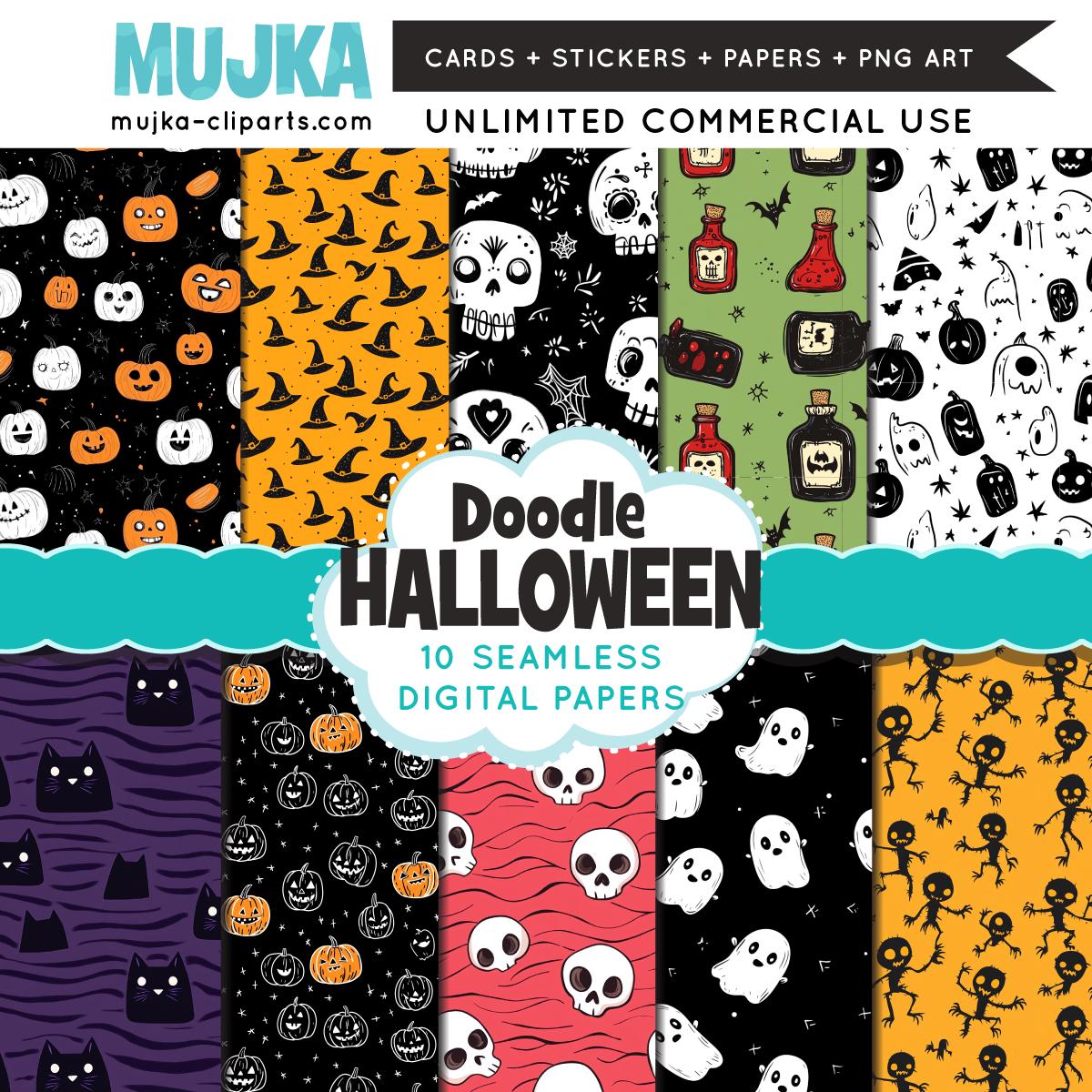 Cute Halloween digital papers, Halloween Baby Background, Skull Backgr ...