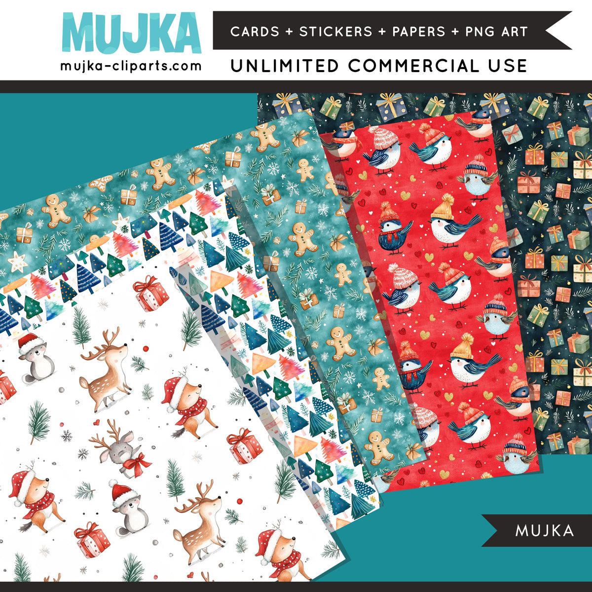 Christmas digital papers, Cute Christmas backgrounds, Santa digital pa ...