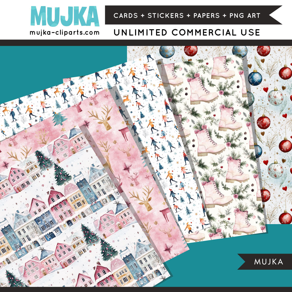 Christmas digital papers, Shabby Pink backgrounds, Santa digital paper ...