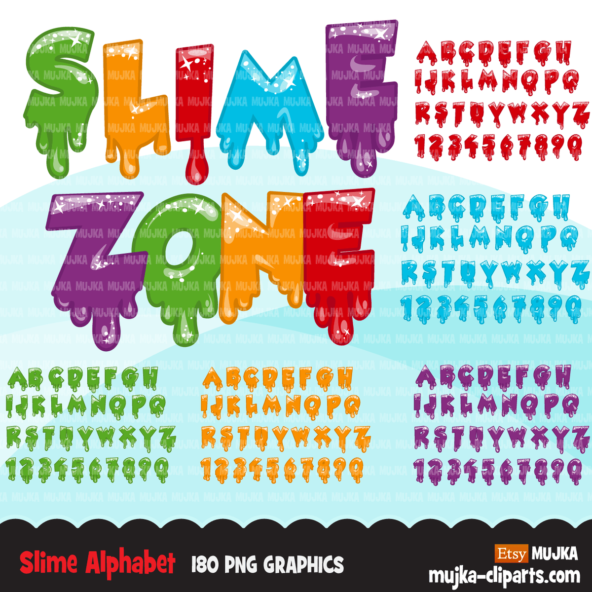 Slime Party clipart Bundle. Collection of cute slime elements, colorfu ...