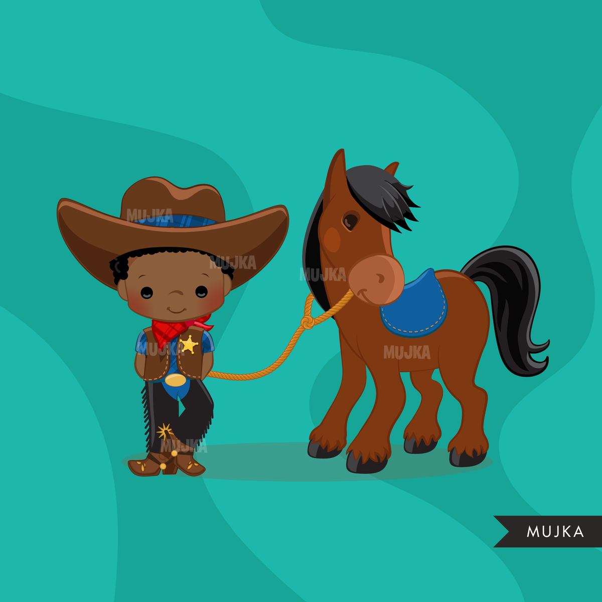 Cowboy Clipart. Wild West Cute Cow boy Clipart- Red & Blue – MUJKA CLIPARTS