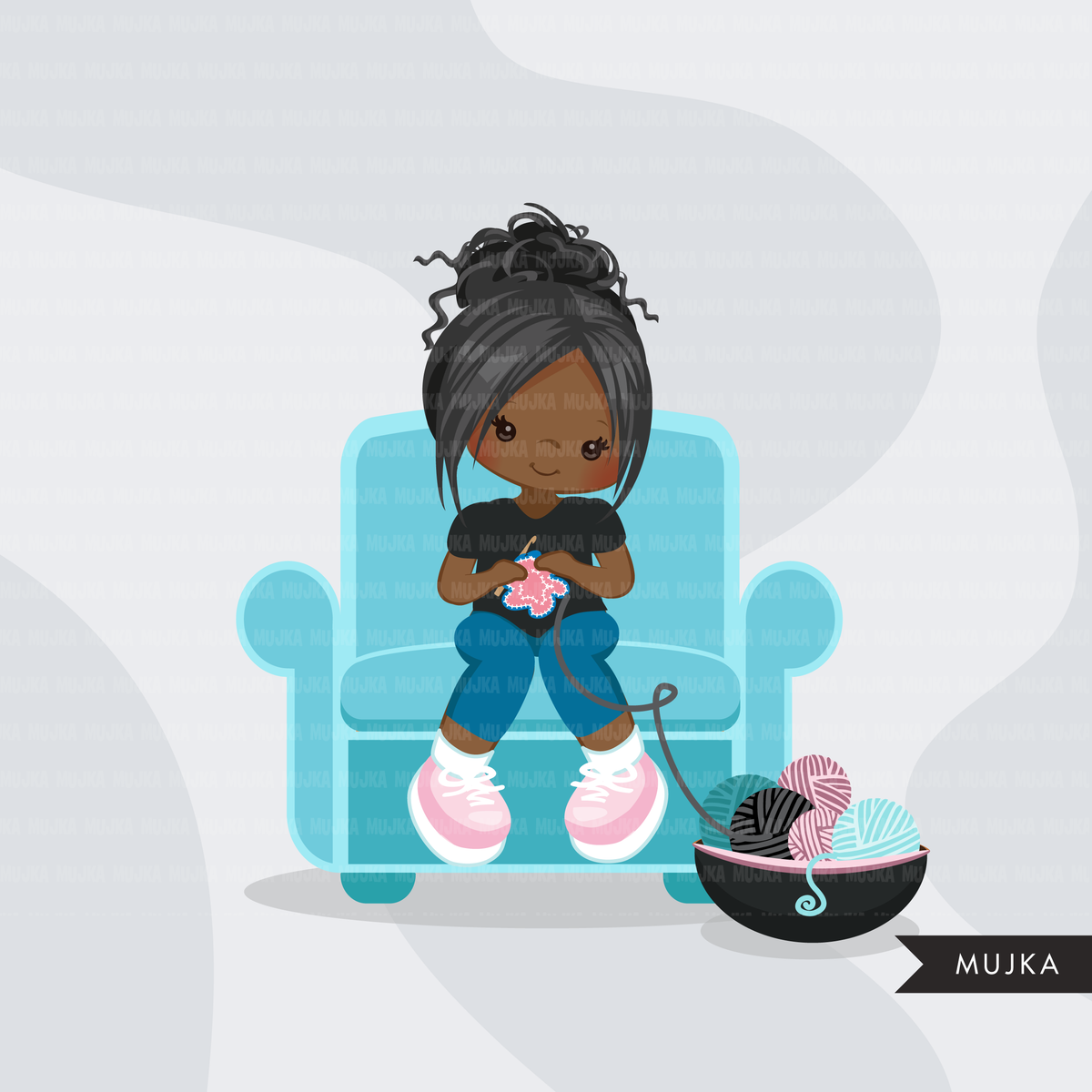 Crochet clipart, crochet png, knitting clipart, knitting girls, cute c ...