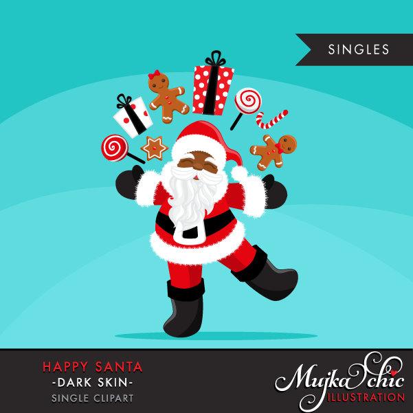 black Santa clipart. Christmas graphics with gift bags, candies – MUJKA ...