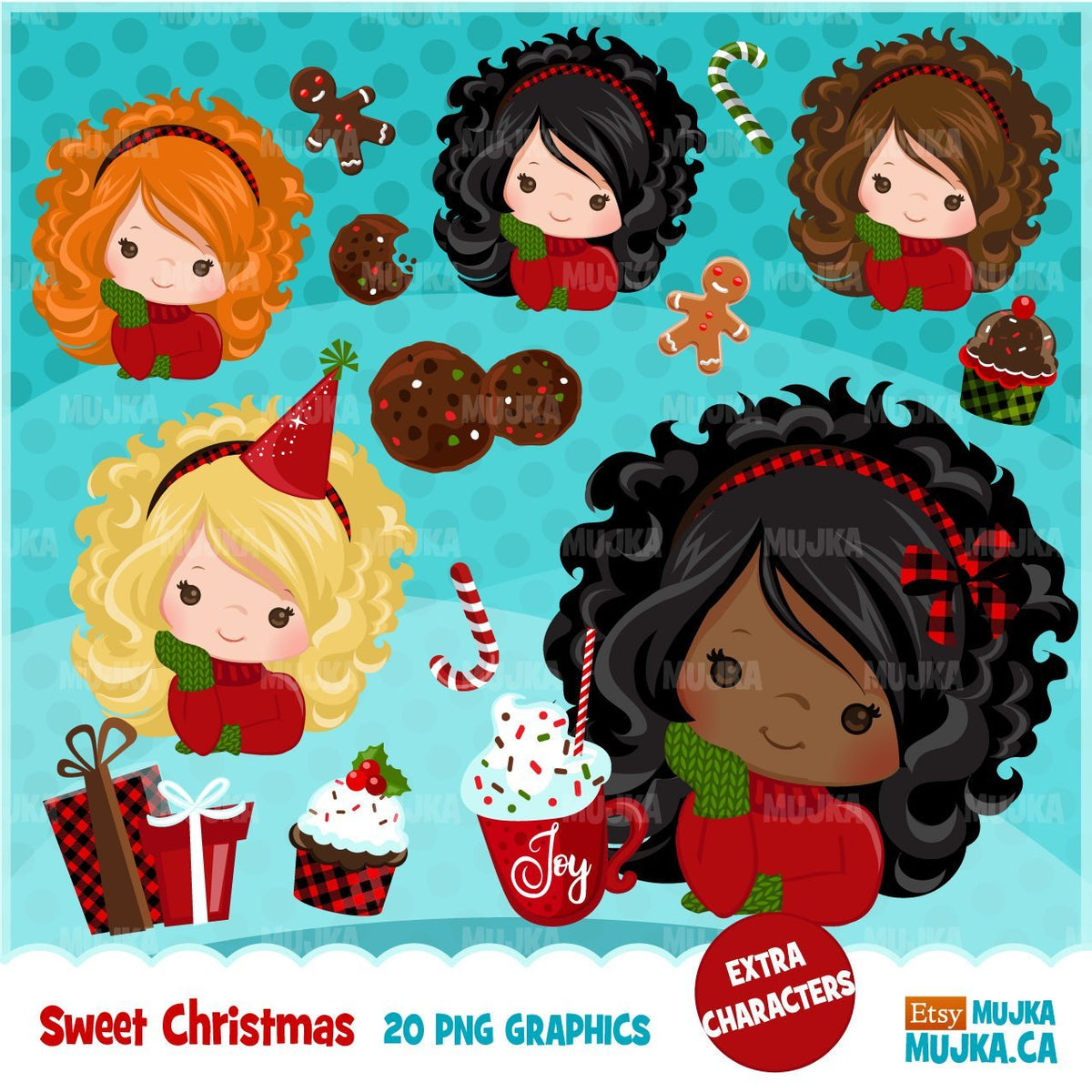 Sweet Christmas Girl Clipart – MUJKA CLIPARTS