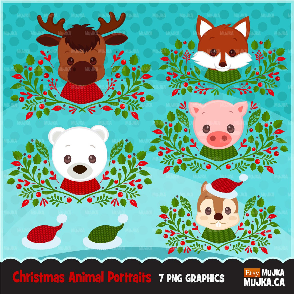 Christmas Animals clipart – MUJKA CLIPARTS