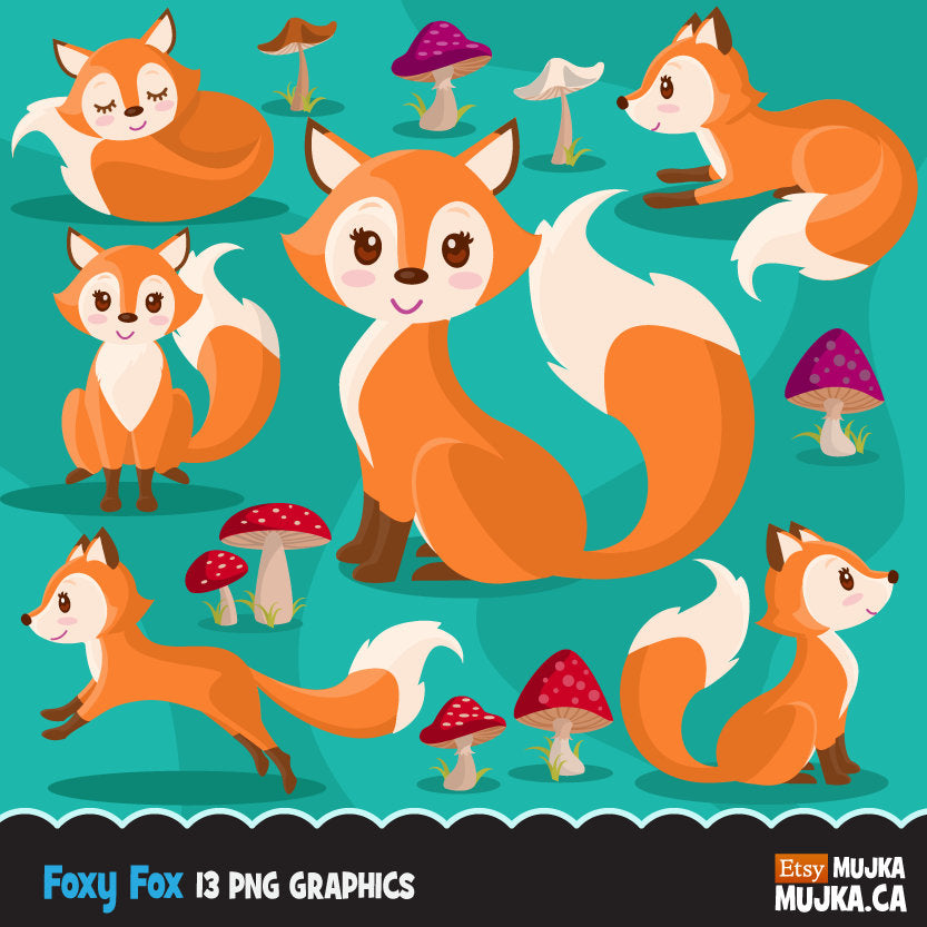 Baby Woodland Fox. Animal Clipart. fall – MUJKA CLIPARTS