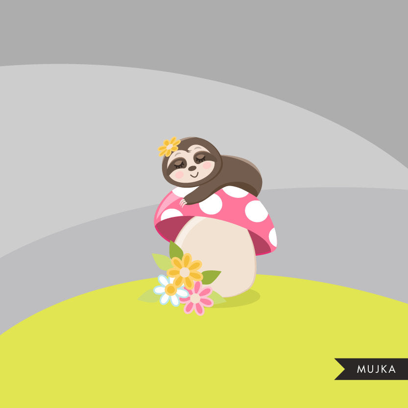 Sloth clipart, animal, spring, mother's day graphics – MUJKA CLIPARTS