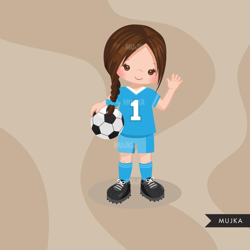 Soccer clipart, girl in blue jersey – MUJKA CLIPARTS
