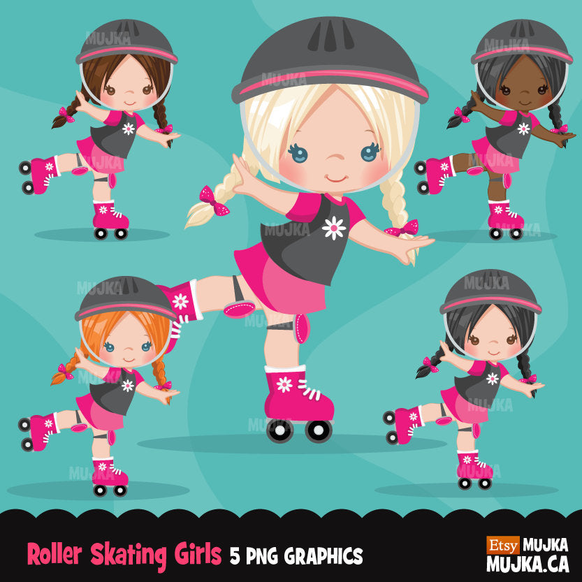 Roller Skating girl Clipart – MUJKA CLIPARTS