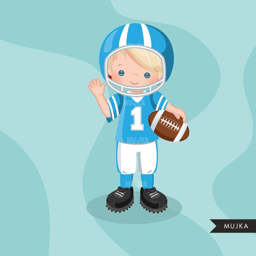 Football clipart, boy in blue jersey – MUJKA CLIPARTS