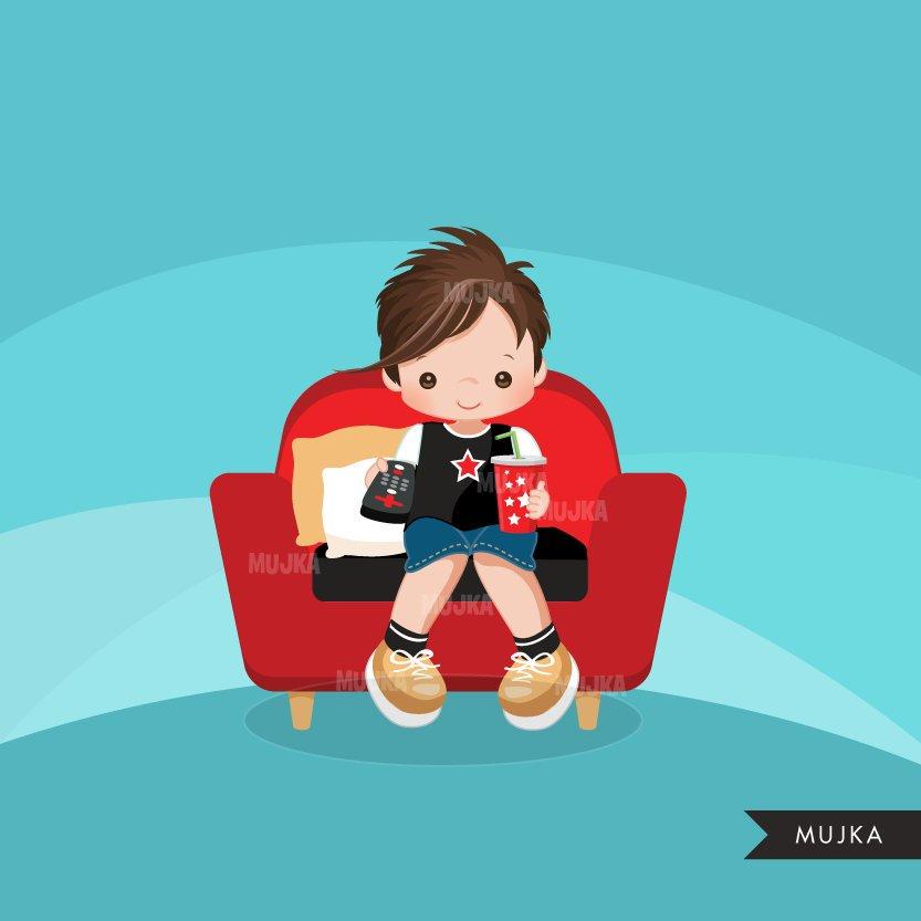 Movie night Clipart, Boy version 2 – MUJKA CLIPARTS