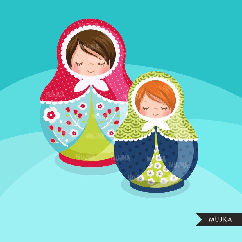 Matryoshka clipart, Russian nesting girl dolls graphics – MUJKA CLIPARTS