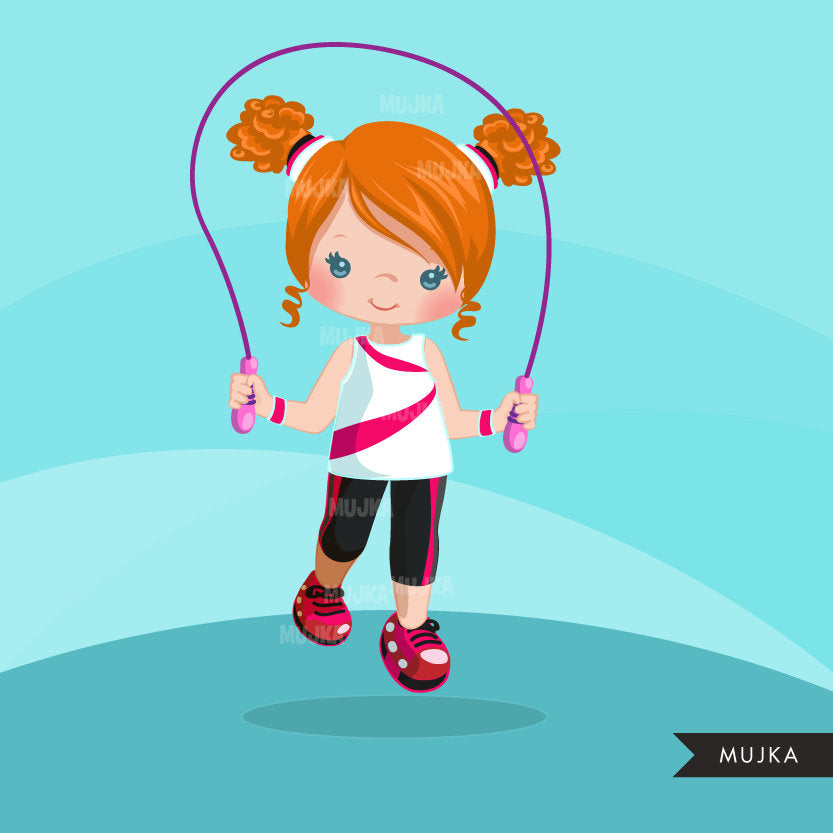Workout Gym clipart, Girl skipping, – MUJKA CLIPARTS