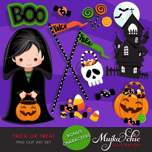Halloween clipart. Trick or Treat Clipart, boys – MUJKA CLIPARTS