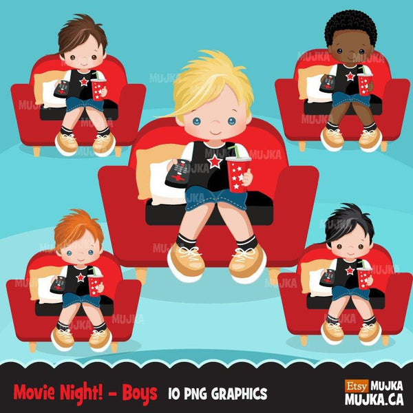 Movie night Clipart, Boy version 2 – MUJKA CLIPARTS