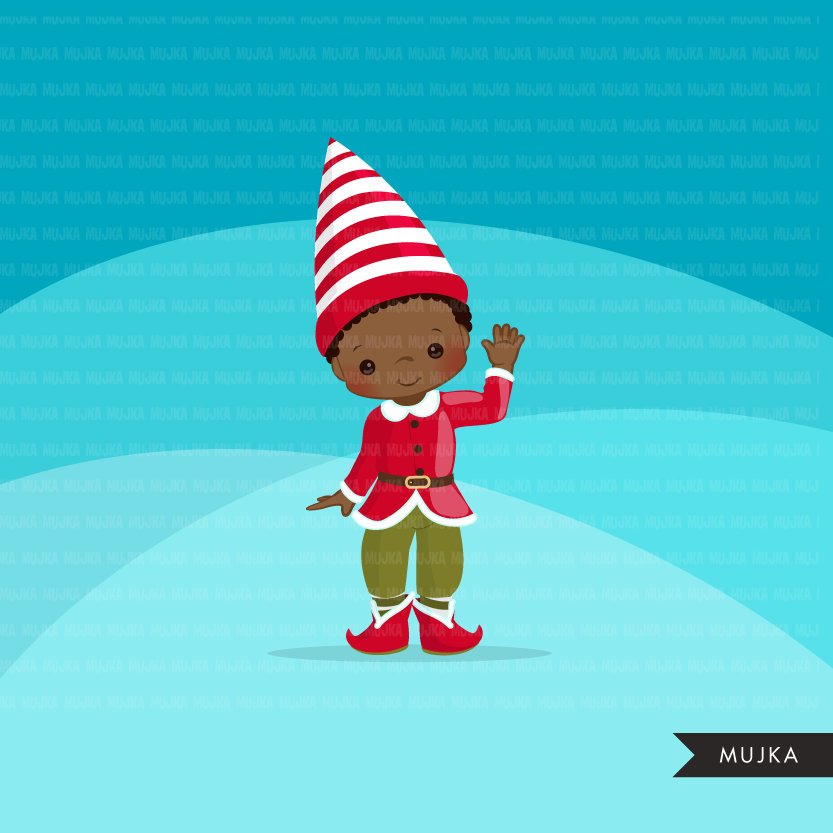 Christmas Elf Clipart, black Boy – MUJKA CLIPARTS