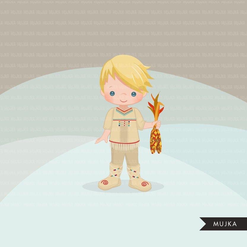 Native Boys Clipart, fall graphics – MUJKA CLIPARTS