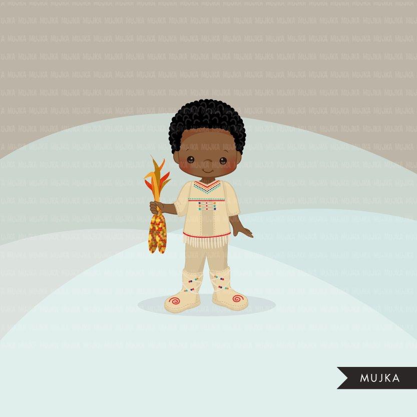 Native Boys Clipart, fall graphics – MUJKA CLIPARTS