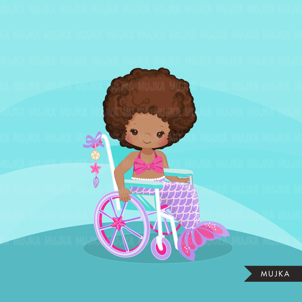 Special Needs Wheelchair clipart. black Mermaid wheelchair girls ...