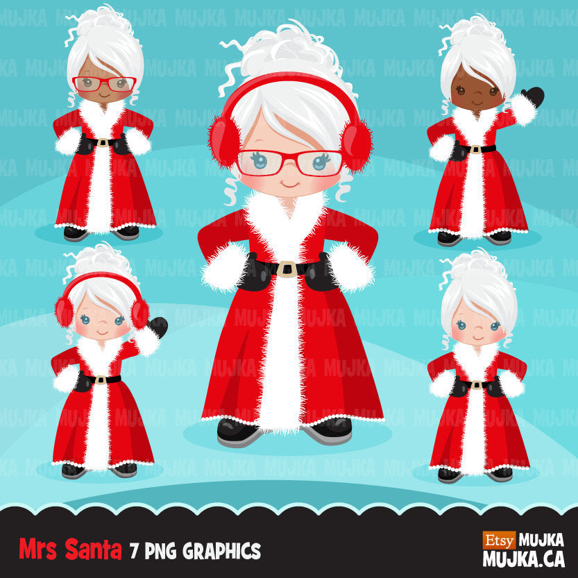 Mrs Santa Clipart, girl version of santa, merry christmas – MUJKA CLIPARTS