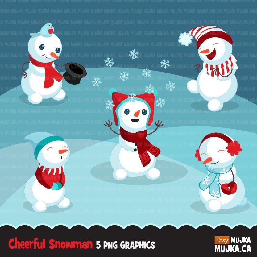 Christmas snowman clipart. Cute winter snowmen – MUJKA CLIPARTS