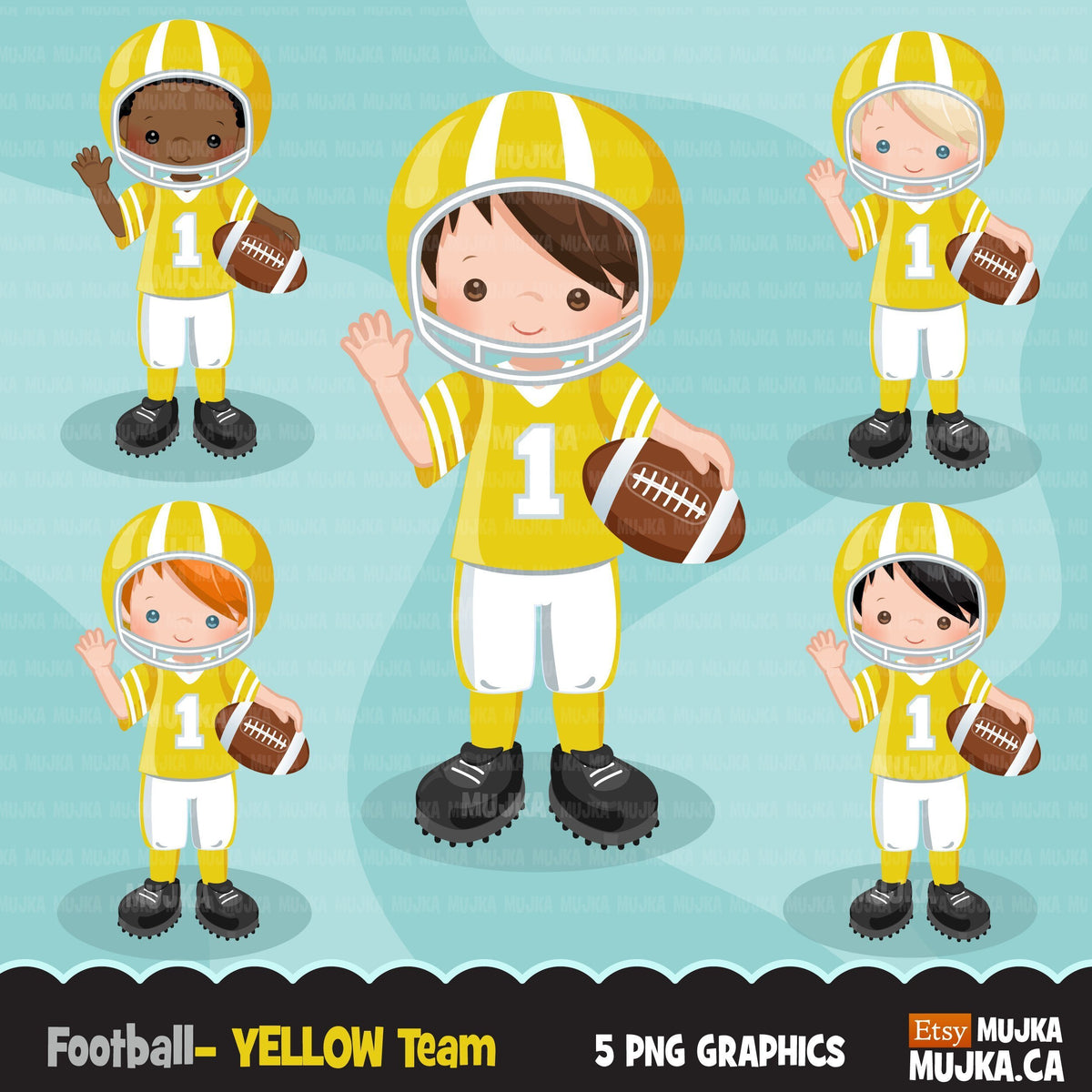 Football clipart, boy in yellow jersey – MUJKA CLIPARTS