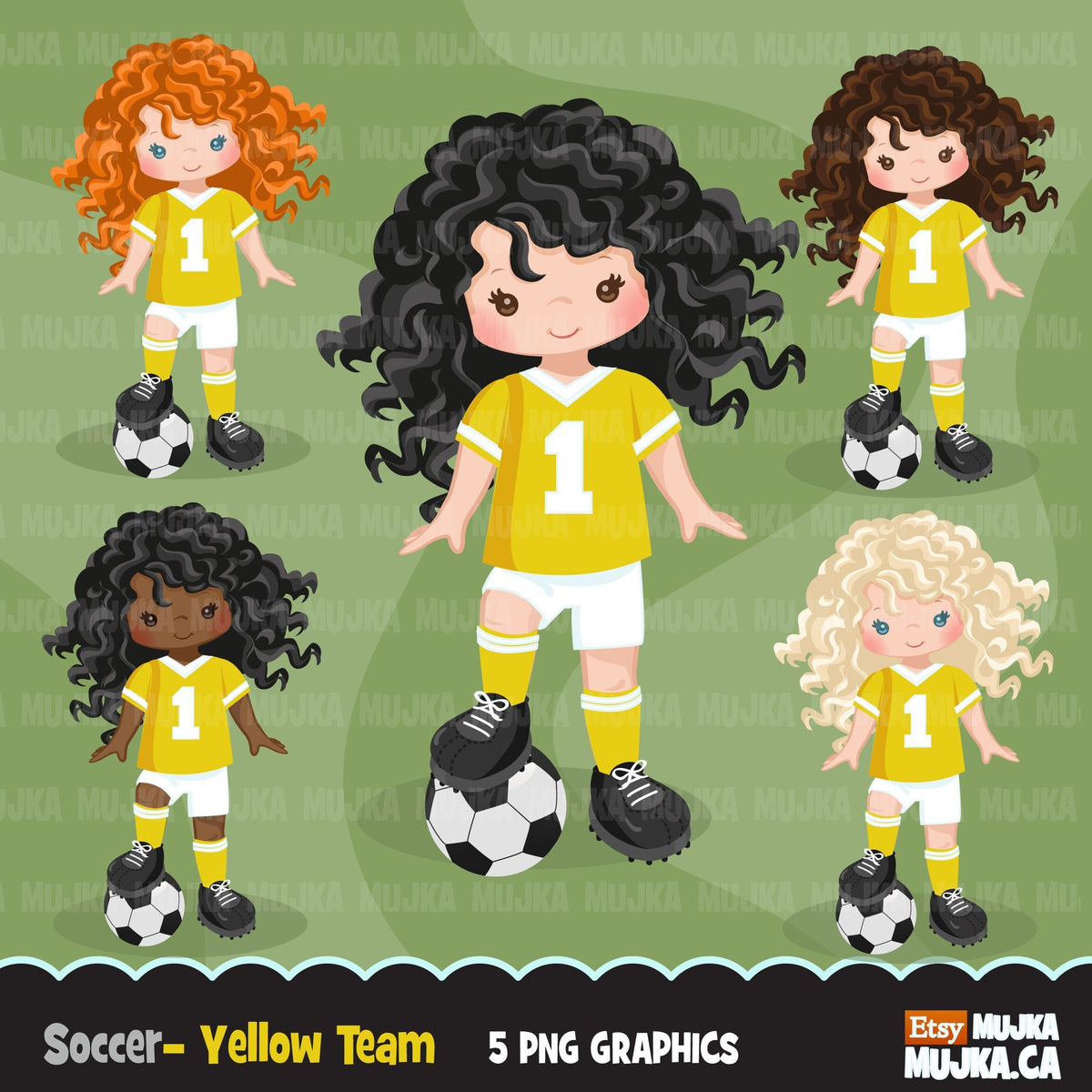 Soccer clipart, girl in yellow jersey – MUJKA CLIPARTS