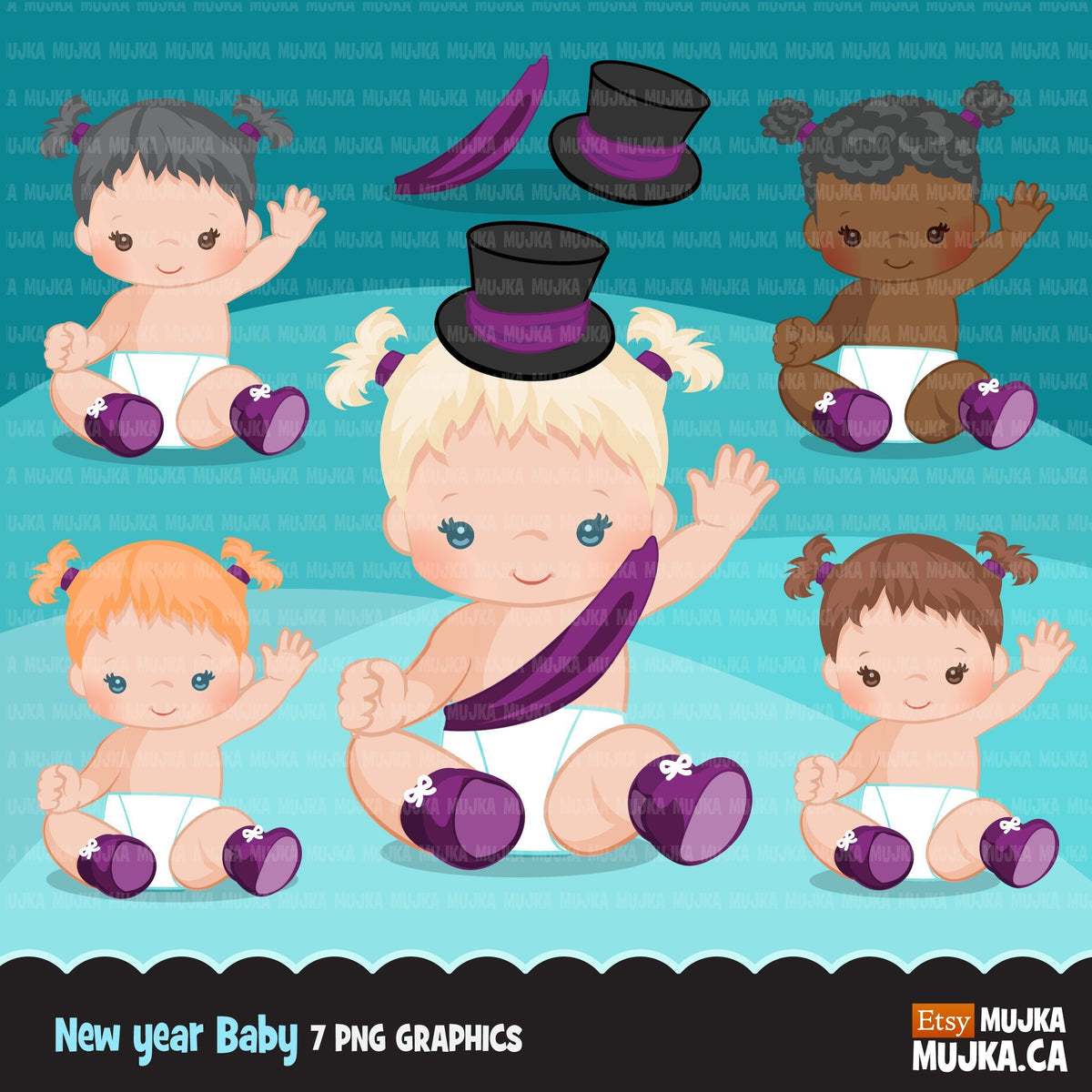 New Year baby clipart, baby girl – MUJKA CLIPARTS