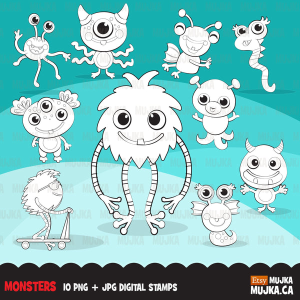 Monsters Digital Stamps – MUJKA CLIPARTS