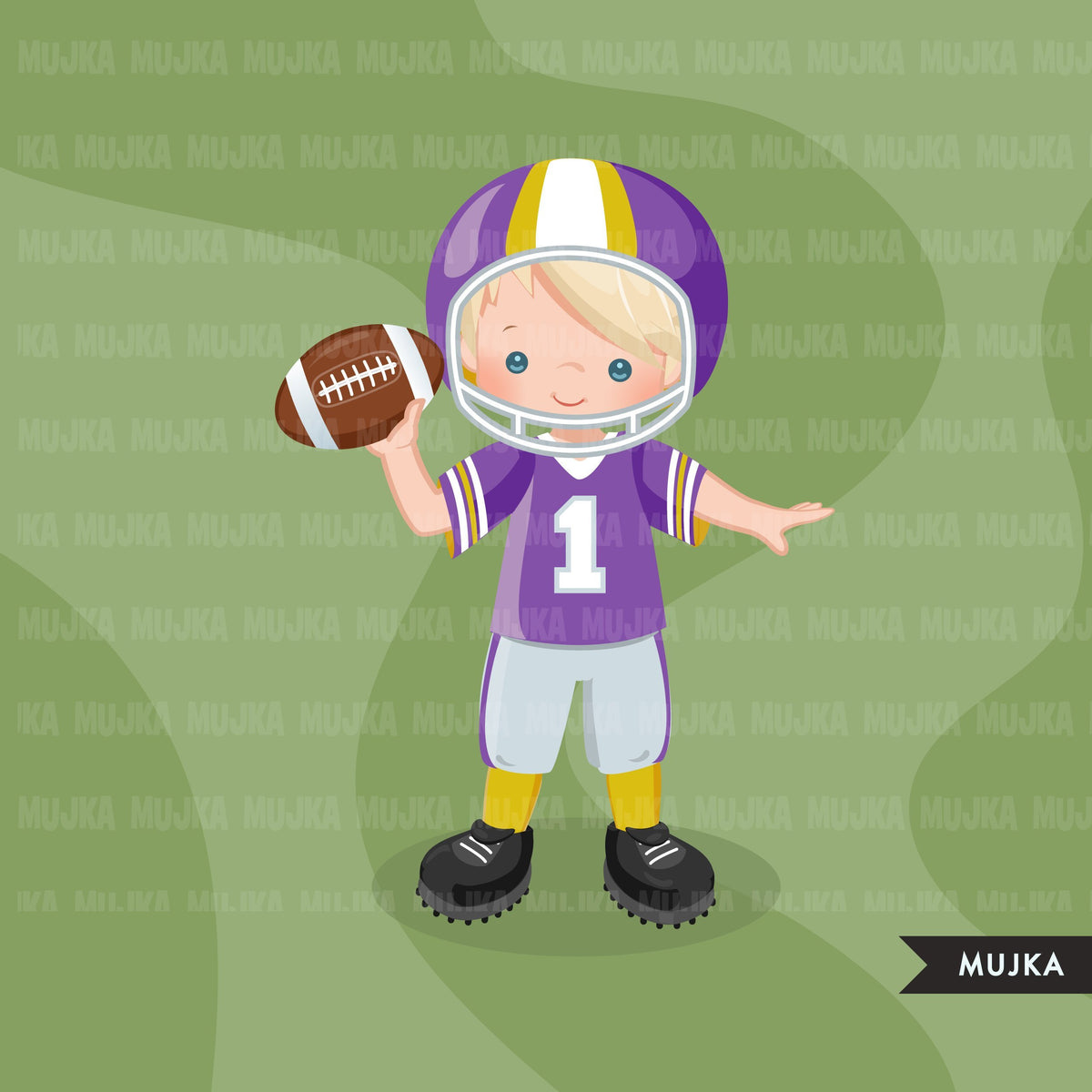 Football clipart, boy in purple and yellow jersey throwing – MUJKA CLIPARTS