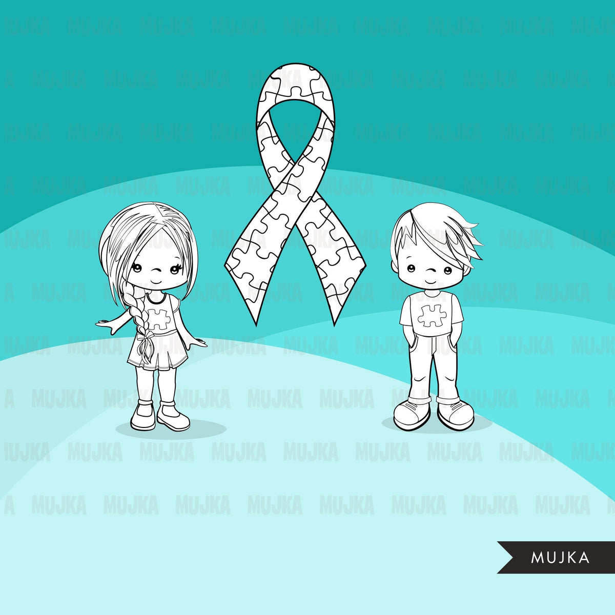 Autism Digital Stamps. Autism awareness graphics – MUJKA CLIPARTS