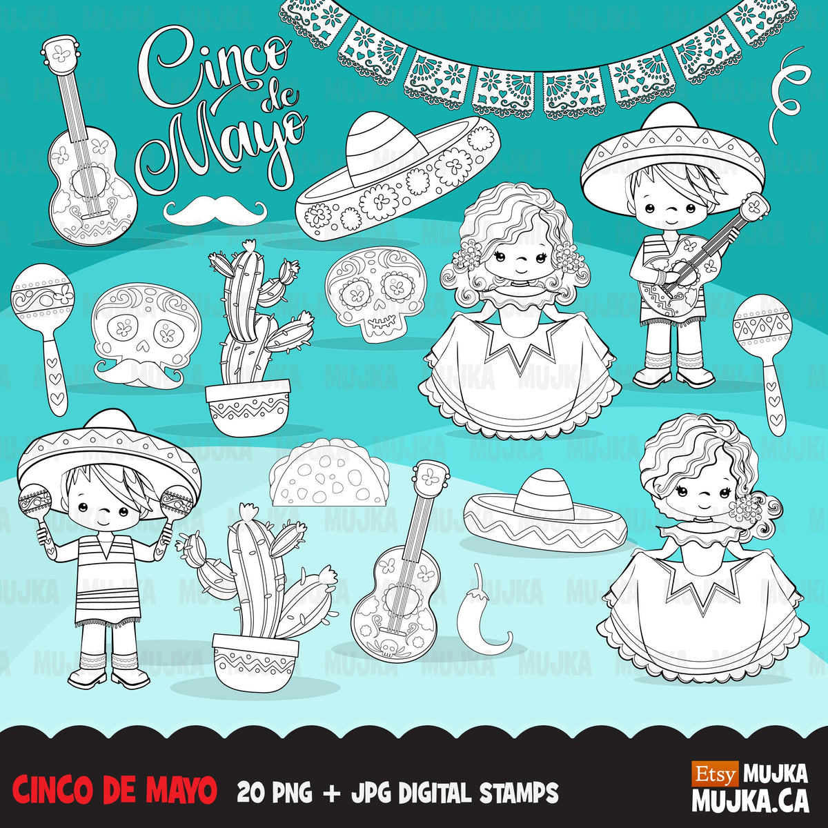 Cinco de Mayo Digital stamps – MUJKA CLIPARTS